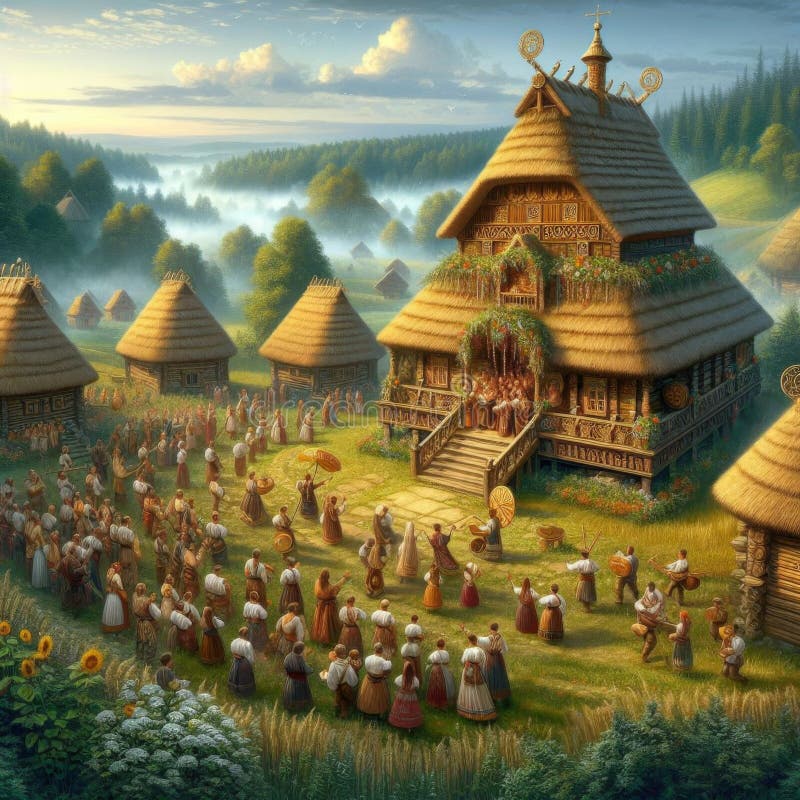 Settlement of the Ancient Slavs Stock Illustration - Illustration of ...