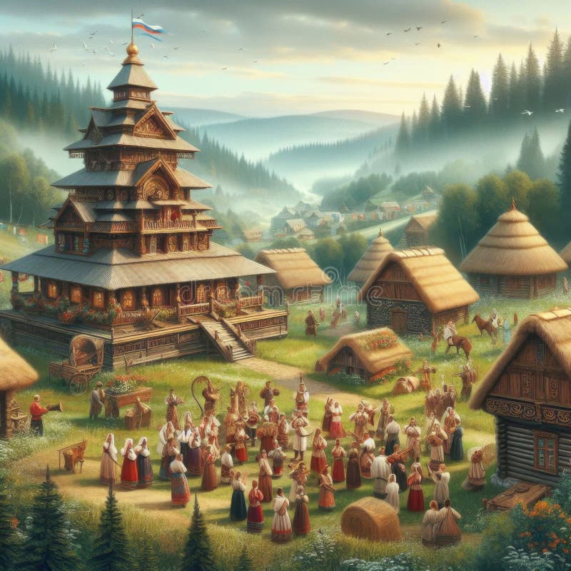 Settlement of the Ancient Slavs Stock Illustration - Illustration of ...