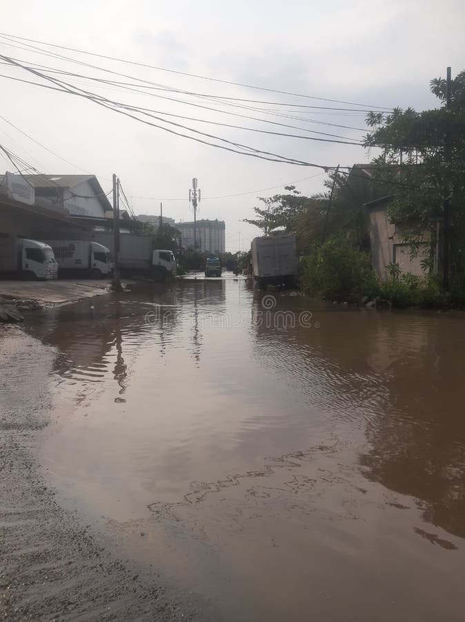 Settlement Flood editorial stock photo. Image of java - 265091143