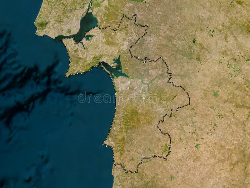 Setubal, Portugal. Low-res Satellite. No Legend Stock Illustration ...