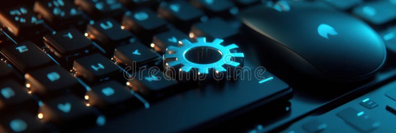 The Setup Features a Sleek Keyboard with Illuminated Keys, Paired with ...