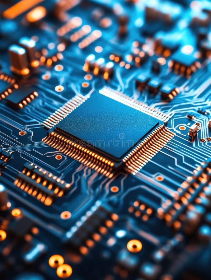 This Setup Highlights a Microprocessor in Detail, Integrated with Gears ...