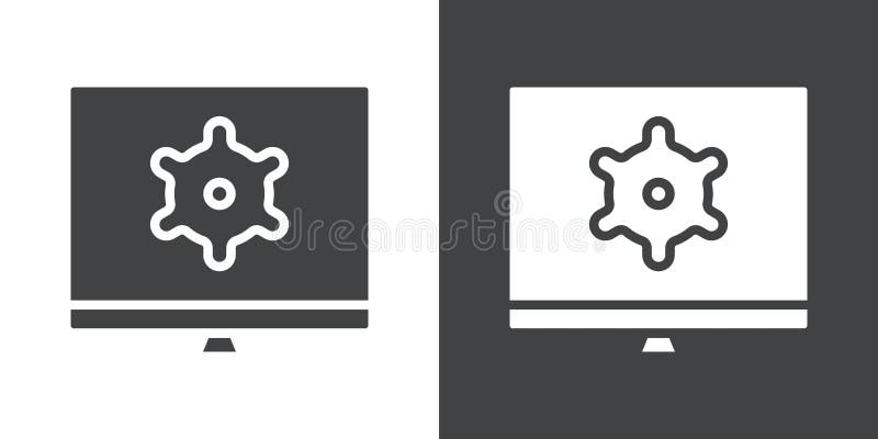 Setup Icon Flat Set in Black and White Color Stock Vector ...