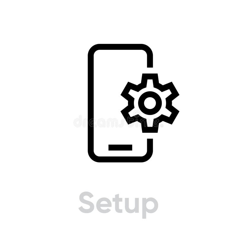 Setup Phone Icon. Editable Line Vector Stock Vector - Illustration of ...