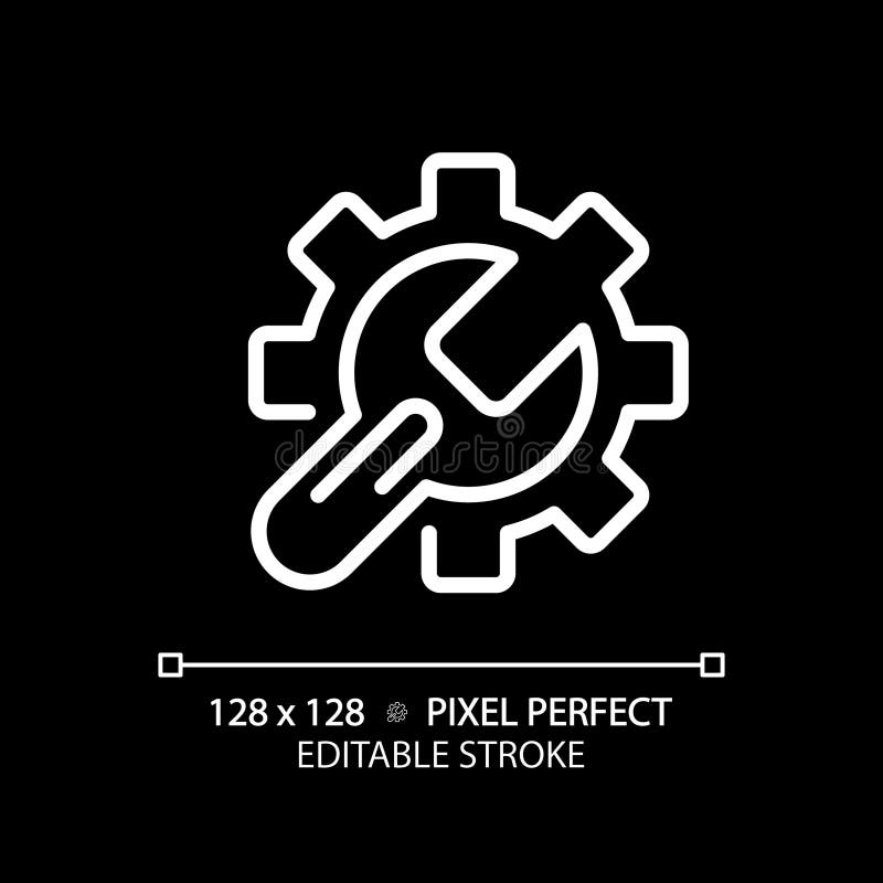 Setup Pixel Perfect White Linear Icon for Dark Theme Stock Vector ...