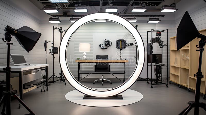 Setup ring light studio stock illustration. Illustration of multiple ...