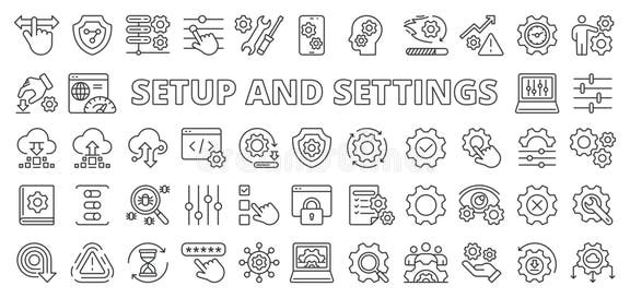 Setup and Settings Icons in Line Design. Setup, Settings, Configuration ...