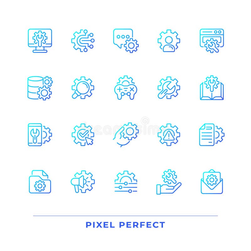 Setup and Settings Pixel Perfect Gradient Linear Vector Icons Set Stock ... Setup and Settings Pixel Perfect Gradient Linear Vector Icons Set Stock ...
