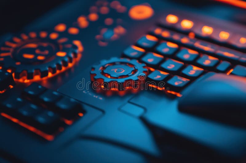 This Setup Showcases a Computer Keyboard Equipped with a Mouse and ...