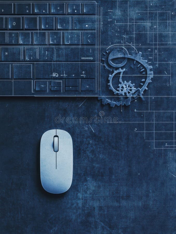 The Setup Showcases a Keyboard beside a Mouse and a Gear Overlay ...