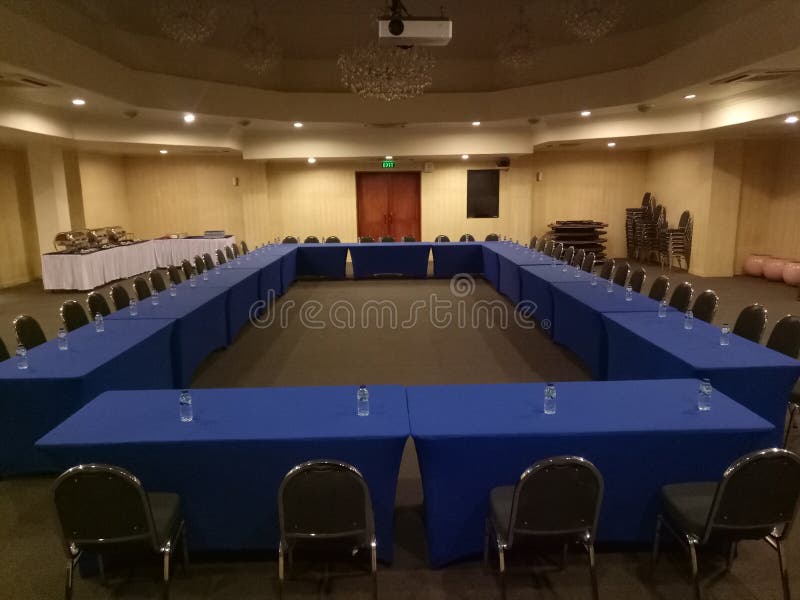 Setup table for meeting stock photo. Image of lobby - 262621922