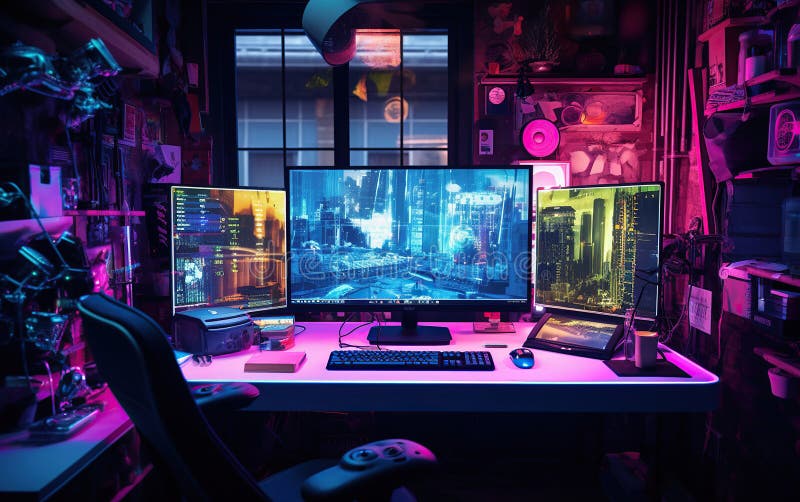 A Setup for Virtual Adventures. Generative Ai Stock Image - Image of ...