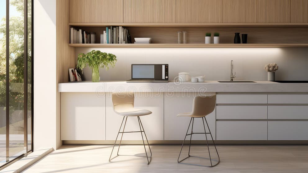 Setup Work from Home Kitchen Stock Illustration - Illustration of ...