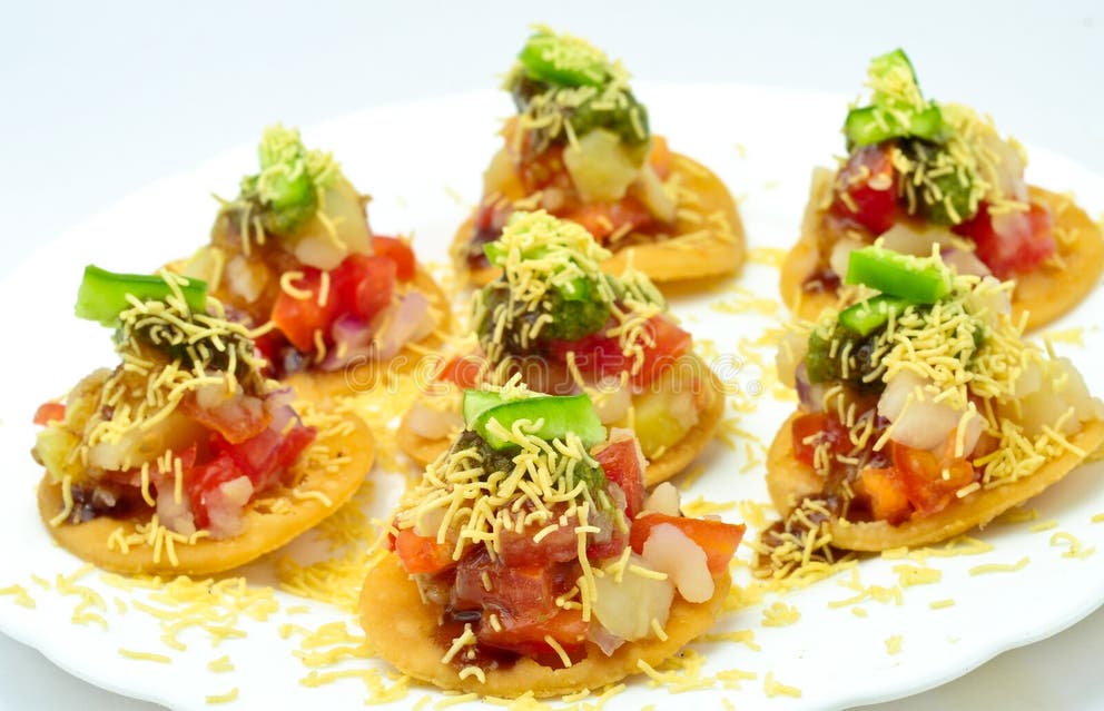 Sev Batata puri stock image. Image of delicious, asia - 24578735