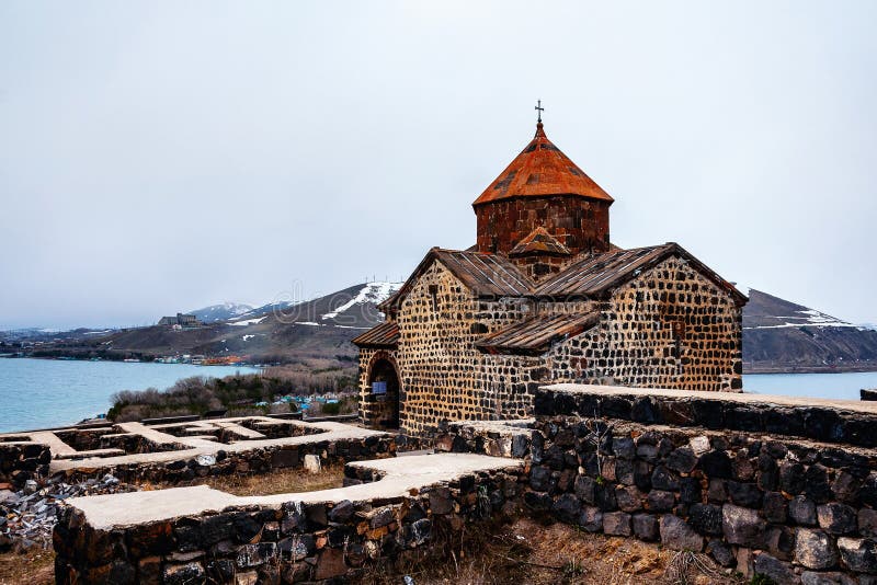 View of Sevanavank Monastery at Lake Sevan, Armenia in Spring Stock Image - Image of monastery ...