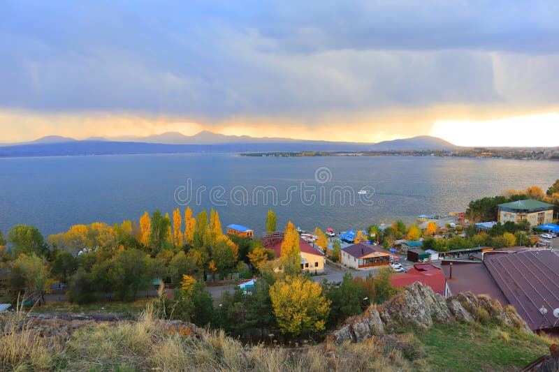 Sevan Lake at Sunset in Armenia Stock Image - Image of famous, lakes: 370409683
