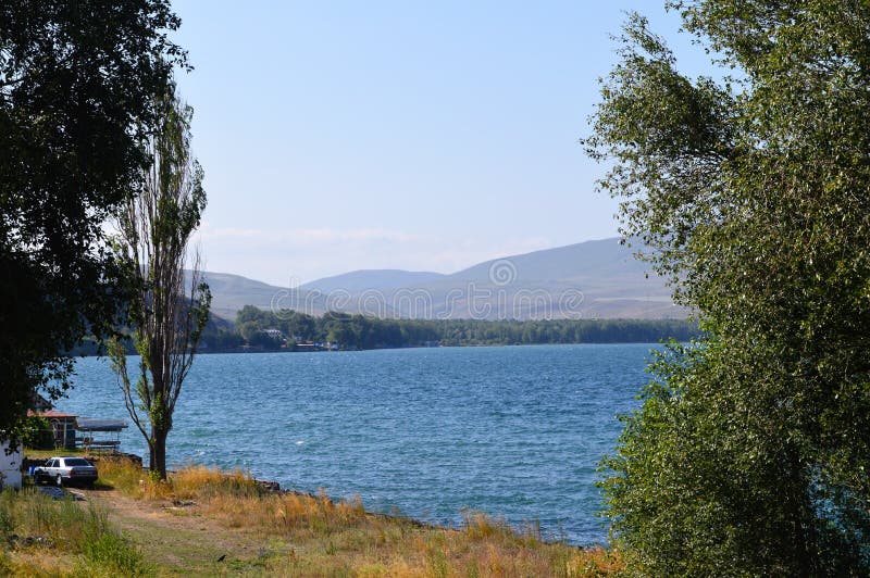 Sevan Lake with Trees, Armenia Editorial Image - Image of armenian ...