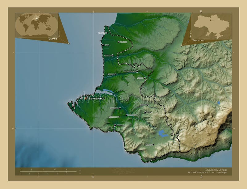 Sevastopol , Ukraine. Physical. Labelled Points of Cities Stock ...