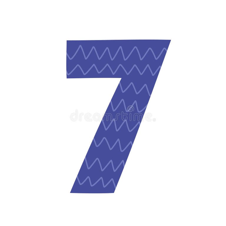 Doodle Number Seven Symbol for Kids. Leaning Numbers for Preschool ...