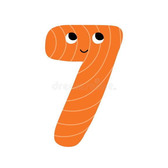 Cute Number Seven Character for Kids. Leaning Numbers for Preschool ...