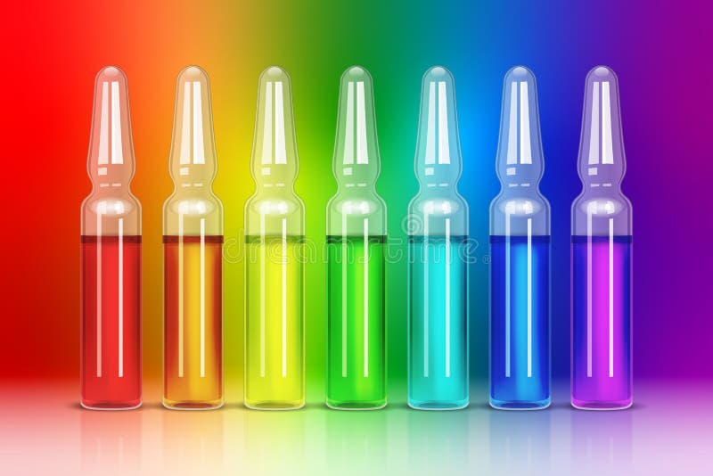 Seven Ampoules with Colored Solutions Inside Stock Illustration ...