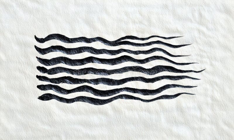 Seven Black Brush Strokes Create a Wave-like Abstract Pattern on ...