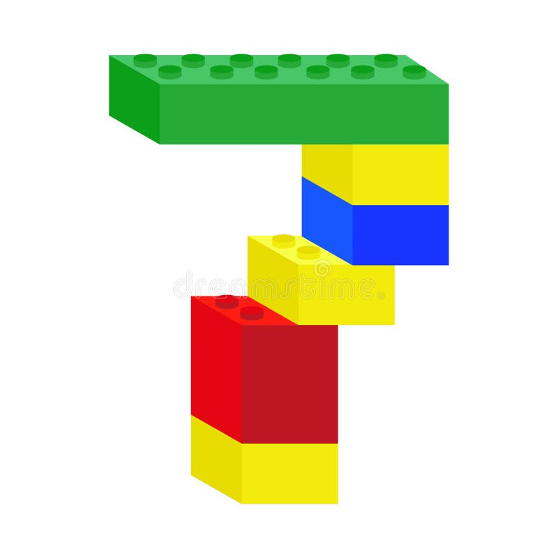 Seven Built from Colorful Plastic Building Blocks. 7 from Plastic ...