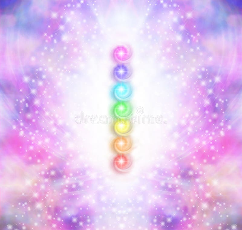 The Seven Chakra Vortexes in a Pranic Energy Field Stock Illustration ...