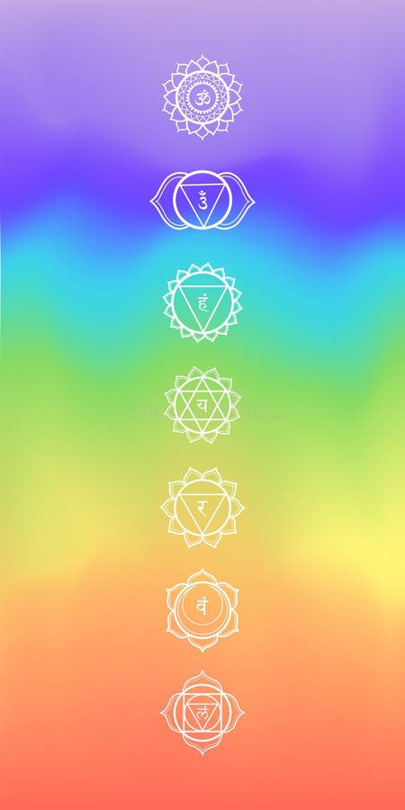 7 Chakras Rainbow Spectrum Copy Space Banner Stock Illustration ...