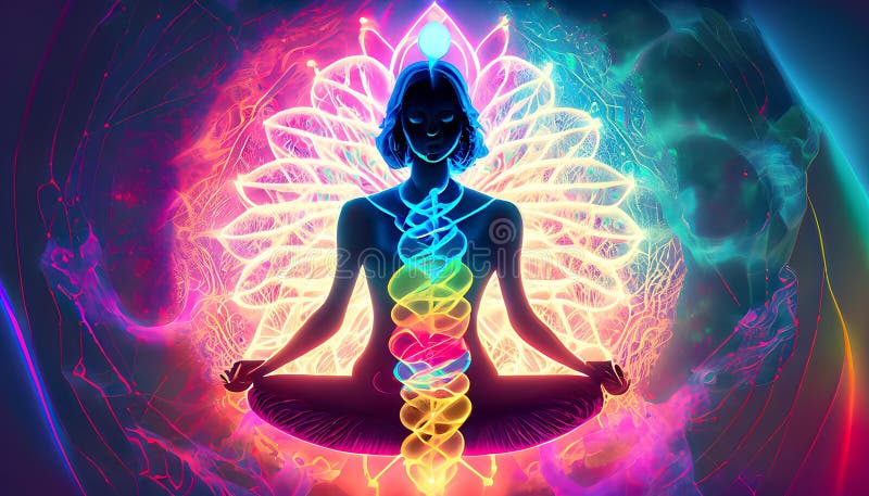 The Seven Chakras in Yoga in Bright Neon Colors Stock Image - Image of ...