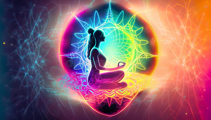 The Seven Chakras in Yoga in Bright Neon Colors Stock Image - Image of ...