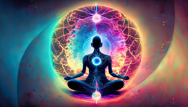 The Seven Chakras in Yoga in Bright Neon Colors Stock Photo - Image of ...