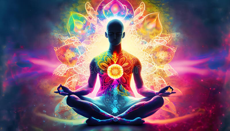 The Seven Chakras in Yoga in Bright Neon Colors Stock Image - Image of ...