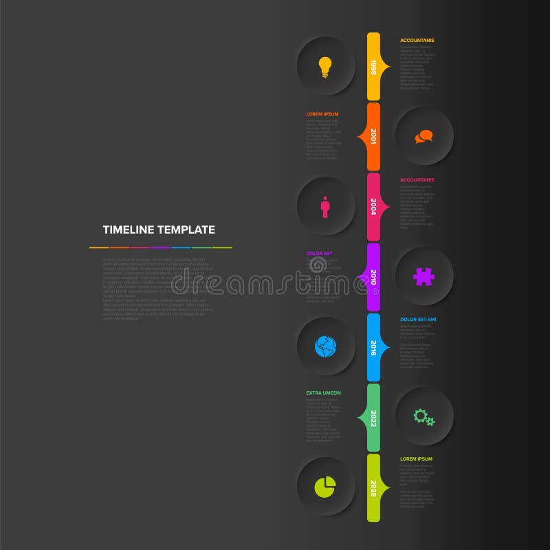 Simple Vertical Infographic Timeline Template Made from Dark Gray Paper ...
