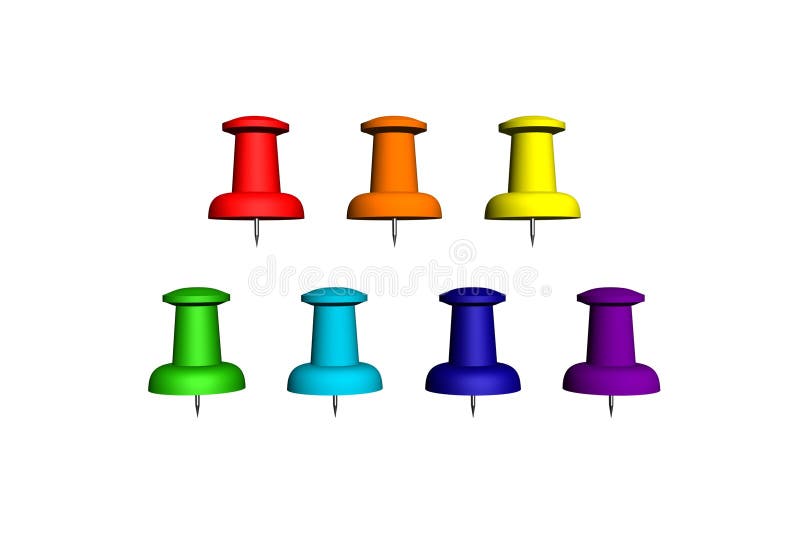 Seven colorfull push-pin stock illustration. Illustration of connect ...