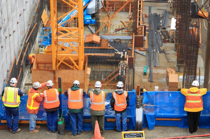 Seven Construction Workers stock image. Image of hardhat - 6535115