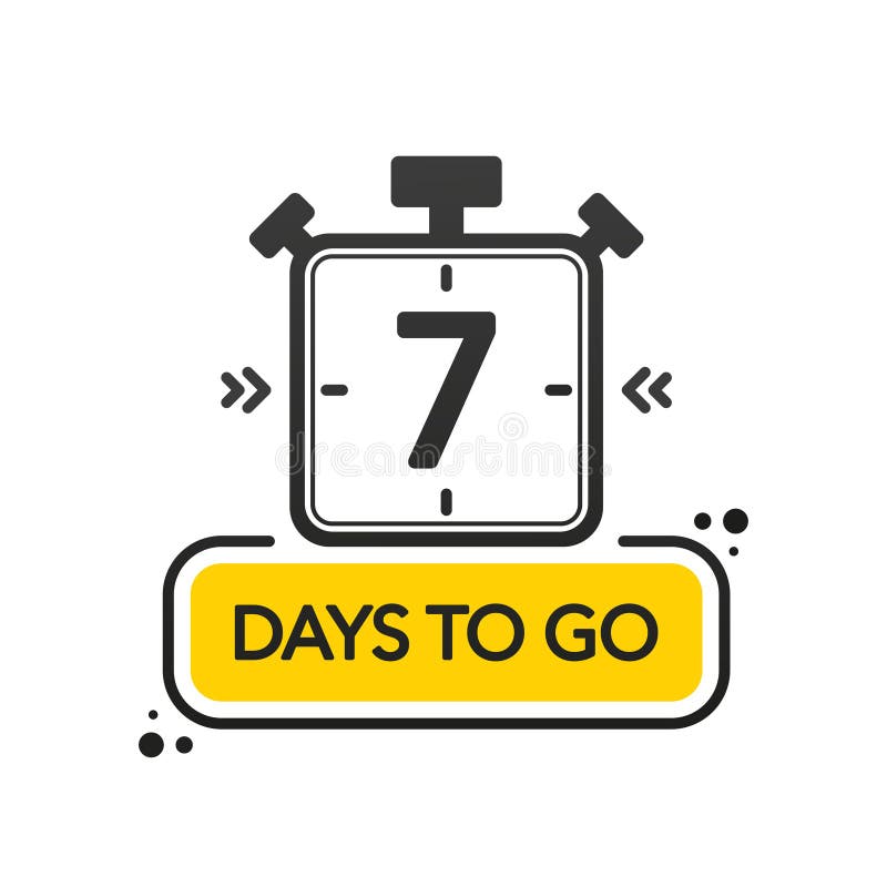 Seven Days To Go. Flat Style on White Background. Countdown Timer ...