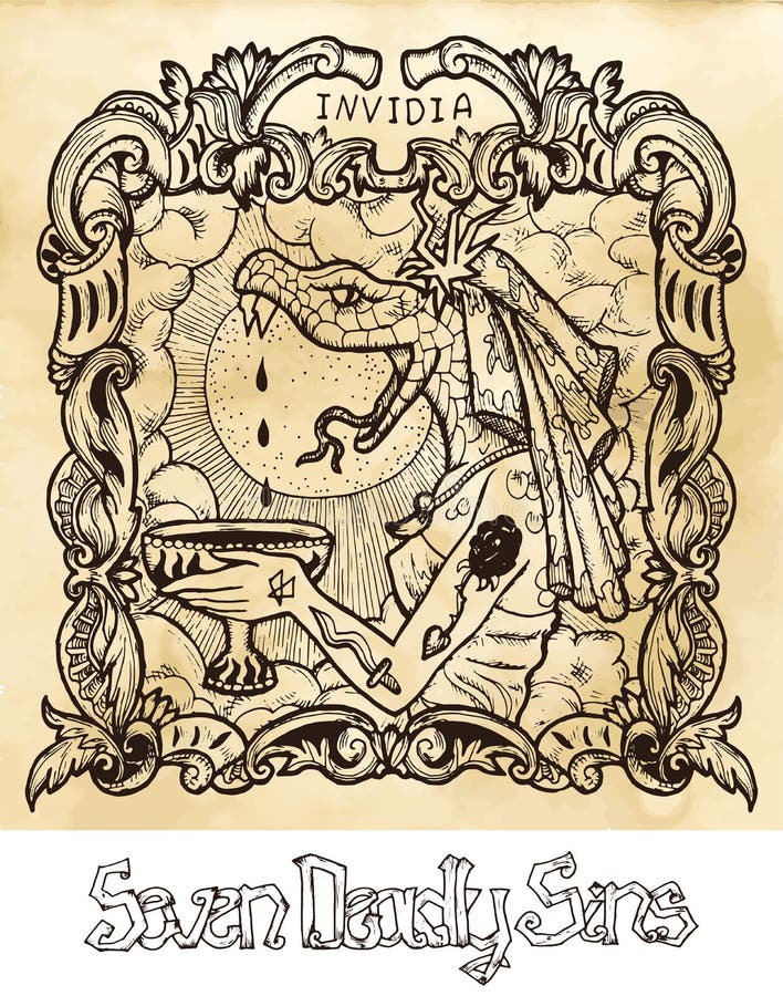 Envy. Latin Word Invidia Means Jealousy Stock Vector - Illustration of ...