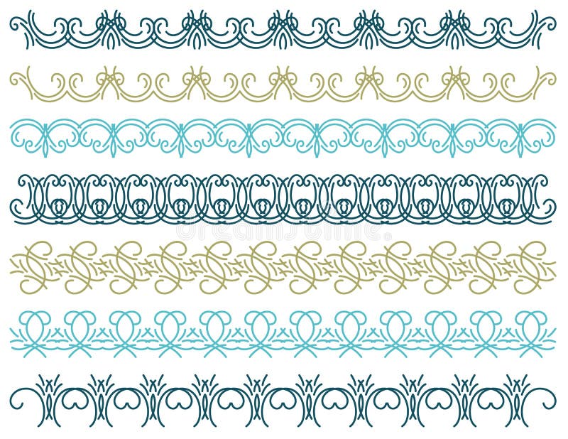 Set of Seven Decorative Borders Stock Vector - Illustration of pattern ...