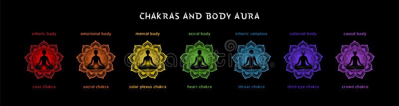 Seven Different Rainbow Colored Aura Layers And Chakras Auric Bodies