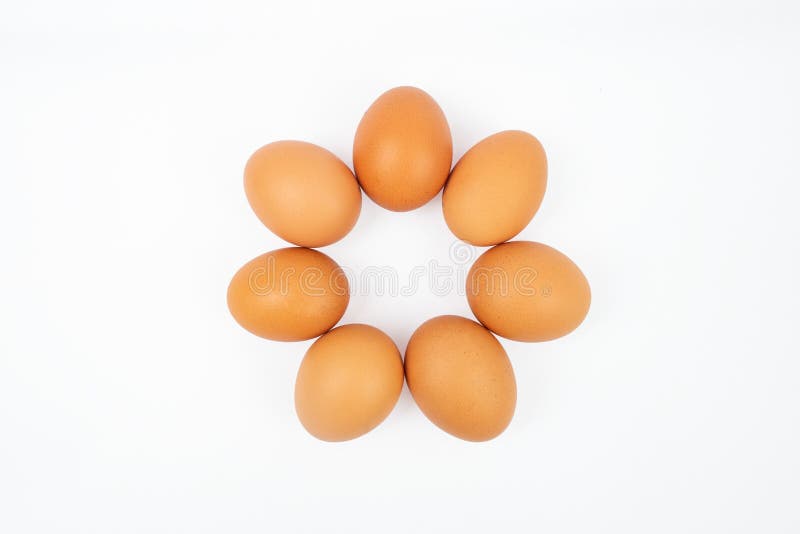Seven Eggs Arranged in a Ring or Circle Shape, Isolated on White ...