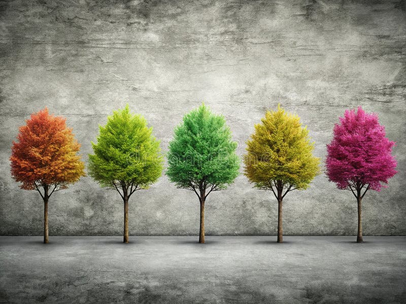 Seven Elegant Monochrome Tree Illustrations a Stylized Grayscale ...