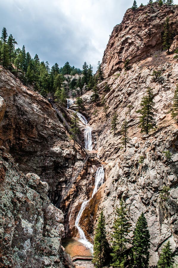Seven Falls Waterfall in Colorado Springs Stock Photo - Image of ...