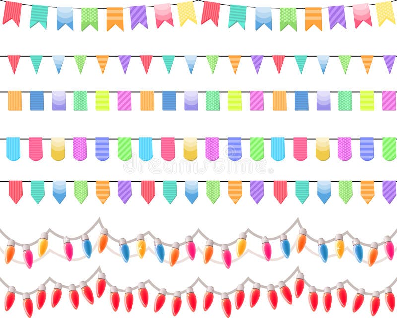 Seven Festive Horizontal Seamless Patterns. Stock Vector - Illustration ...