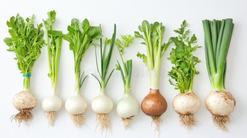 Seven Fresh Bulb Onions, an Eye-Catching Culinary Display on a White ...