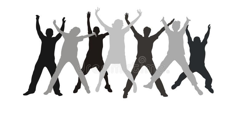 Seven friends silhouette stock vector. Illustration of occupation - 3567485