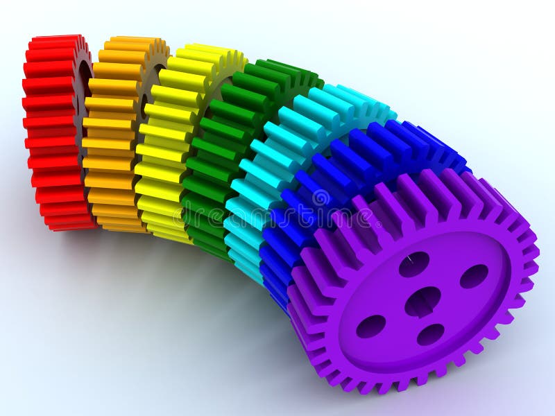 Seven gears stock illustration. Illustration of development - 10423838