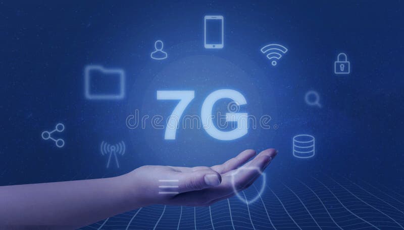 Seven Generation of Mobile Network Concept. Hand Showing 7G Surrounded ...
