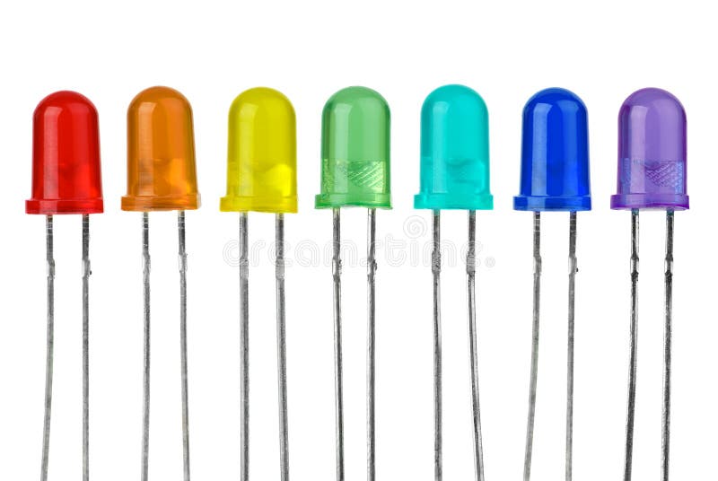 Seven LEDs of Different Colour Stock Image - Image of cyan, background ...