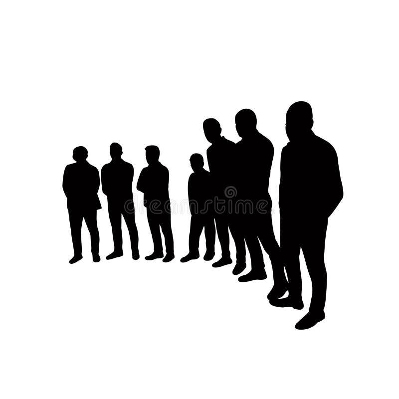 Seven Men Standing, Body Silhouette Vector Stock Vector - Illustration ...